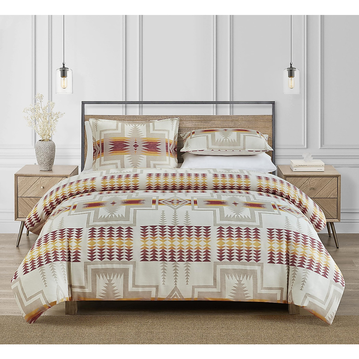 PENDLETON Harding Duvet Set, Full/Queen 100% Cotton, Lightweight, Iconic Harding Design, Includes Matching Shams, Machine Washable, Ivory