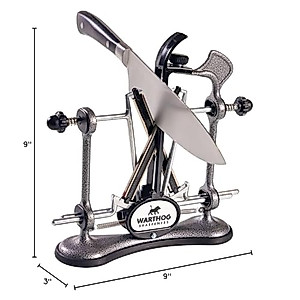 Warthog V-Sharp A4 Professional Knife Sharpener, Ideal for Cooks, Fishermen, Hunters, 325 Grit Diamond Rods with Adjustable Angles, Metal Frame Construction, Red