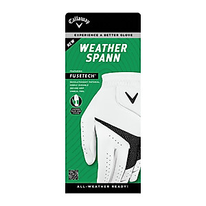 Callaway Golf Weather Spann Glove (Worn on Left Hand, Standard, Large, White)