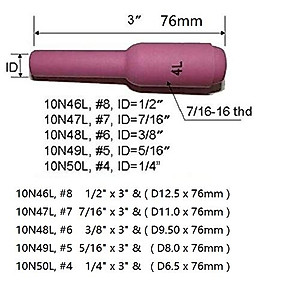 RIVERWELD TIG Jumbo Gas Lens Back Cap Long Alumina Nozzle Ceramic Cups Assorted Size Kit Fit QQ300 PTA DB SR WP 17 18 26 TIG Welding Torch 50pcs