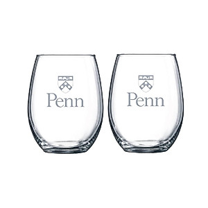 RFSJ Etched Satin Frost Logo Wine or Beverage Glass Set of 2 (University of Pennsylvania (PENN))