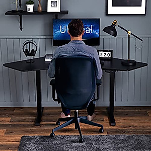 Utureal 71" Electirc Standing Desk, Wing Shaped Dual Motor Adjustable Height Desk, Motorized L Shape Stand Up Gaming Desk, Large Sit Stand Computer Desk for Home Office, Black Table Top and Frame