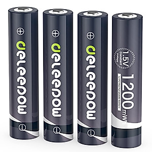 Deleepow Rechargeable AAA Batteries Lithium 1200mWh AAA Batteries Rechargeable 1.5V 1500 Cycle(Only Batteries)