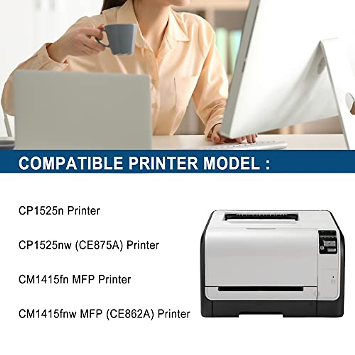 NDIN (5 Pack 2BK+1C+1Y+1M) Compatible 128A CE320A CE321A CE322A CE323A Ink Cartridge Replacement for HP CM1415fn CM1415fnw MFP CP1525n CP1525nw Printer Toner Cartridge - Sold by Indiuprint.