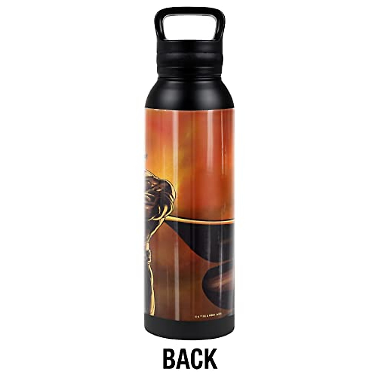Black Adam OFFICIAL Character Logo Black 24 oz Insulated Canteen Water Bottle, Leak Resistant, Vacuum Insulated Stainless Steel with Loop Cap