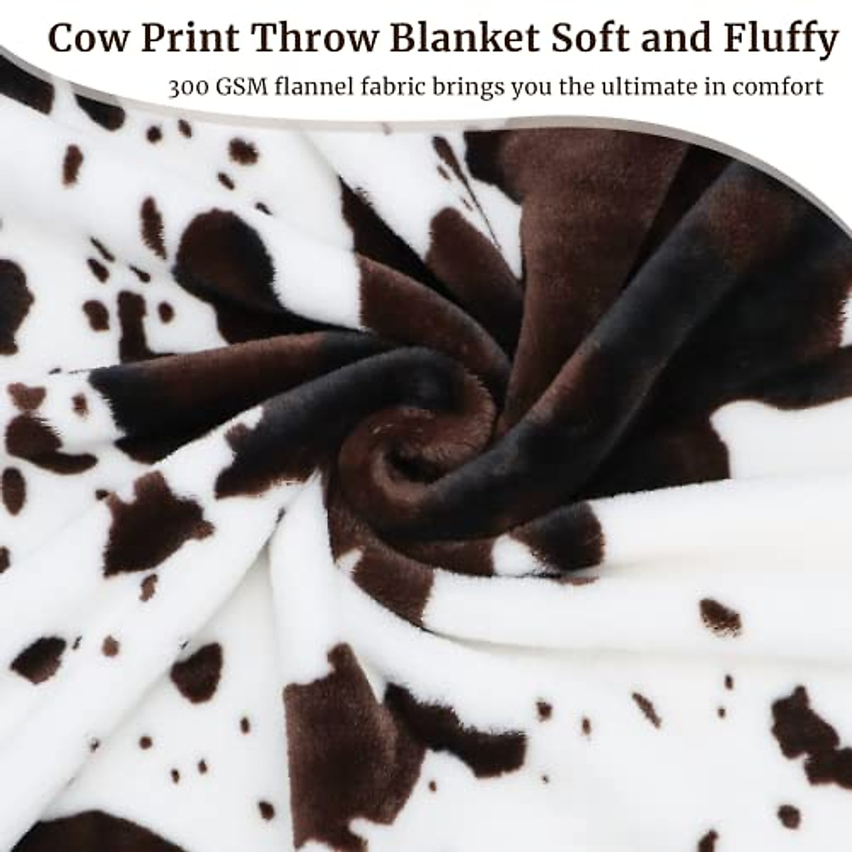 Cute Cow Print Blanket Soft Fleece Flannel Cozy Warm Plush Lightweight Throw Blanket All-Season for Couch Sofa Bed for Adults Kids Boys Teens Gift 50"x60"