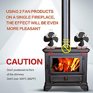 CRSURE Wood Stove Fan, 4-Blade Fireplace Fan Heat Powered, Thermal Fan for Wood Stove/Burner/Wood burning Stove Top, Non Electric Fans for Gas/Pellet Stove/Heater.