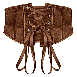 Scarlet Darkness Corset Belt Women Lace Up Waist Belt Ren Faire Underbust Corset Brown Size 10