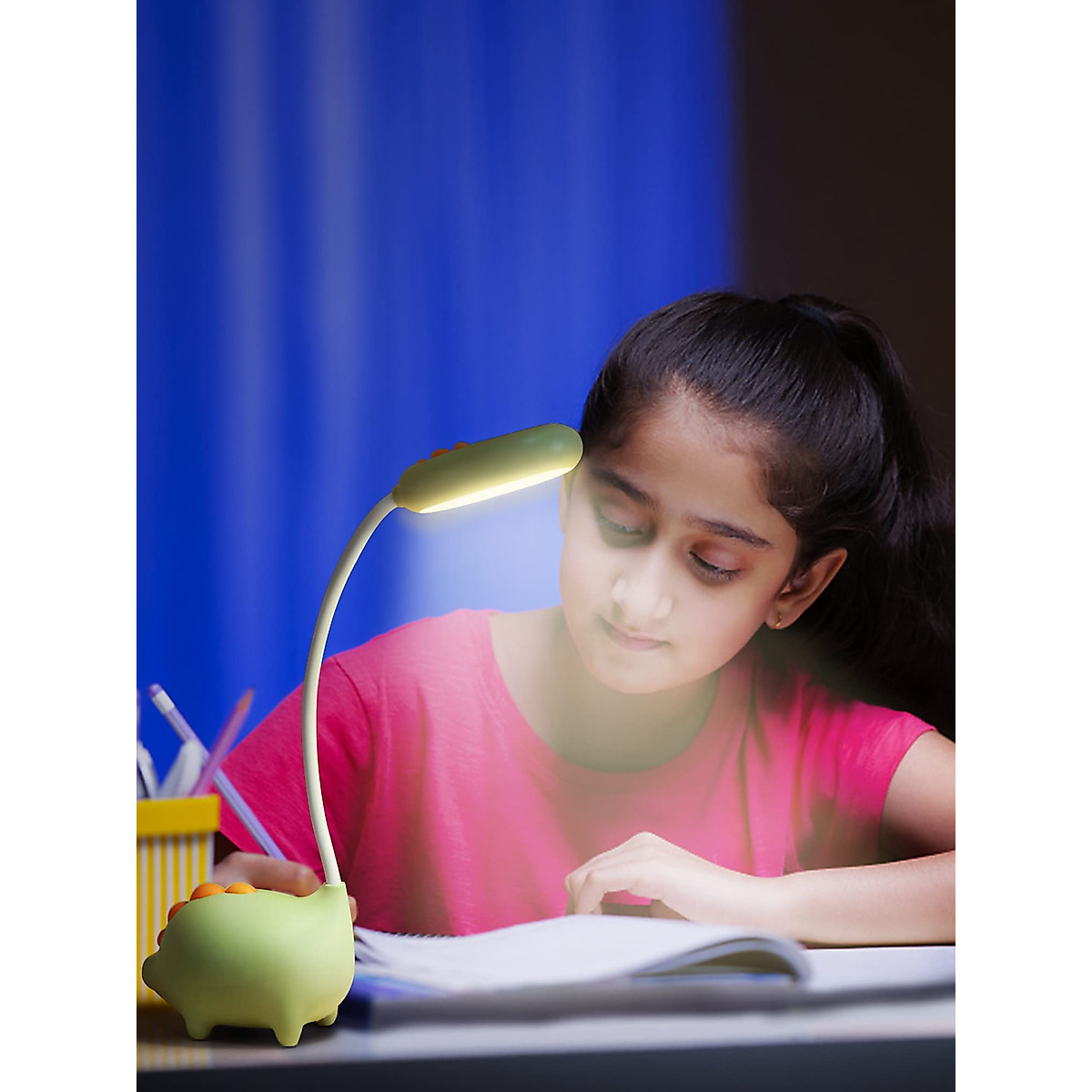 Unique Dinosaur Desk Lamp LED Night Light for Kids Wireless Charging Student Learning Eye Protection Lamp USB Rechargeable Home Bedroom Study Desk Room Decoration Lamp is the Teens Girls Best Gift