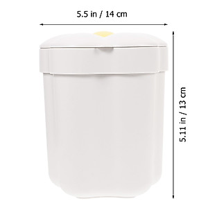 TEHAUX Mini Desk Trash Can with Lid, Desktop Mini Plastic Waste Garbage Can Countertop Garbage Bin Cute Flower Shape Wastebasket Mini Waste Can for Desk Car Office Home Kitchen, White