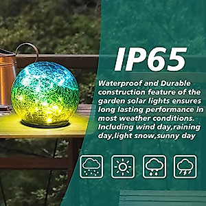 UAMSTYLE Globe Solar Lights Waterproof Decorative 2 Pack Globe Cracked Glass Gazing Ball for Outdoor Garden Decor Decorations Pathway Patio Yard Lawn,Blue