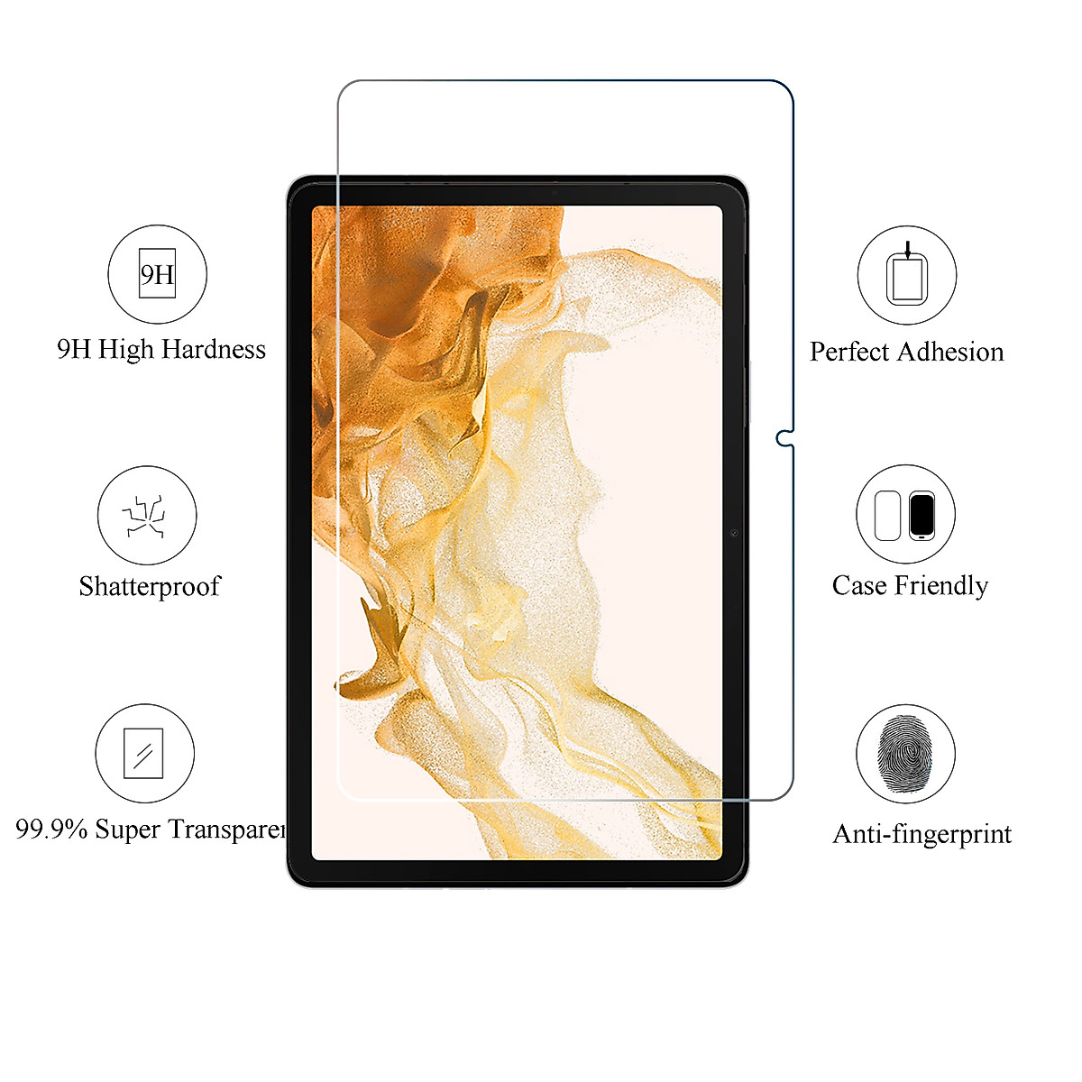 Ailun Screen Protector For Galaxy Tab S8 / Galaxy Tab S7, 11 inch 2Pack Tempered Glass 9H Hardness 2.5D Edge Ultra Clear Anti Scratch Case Friendly