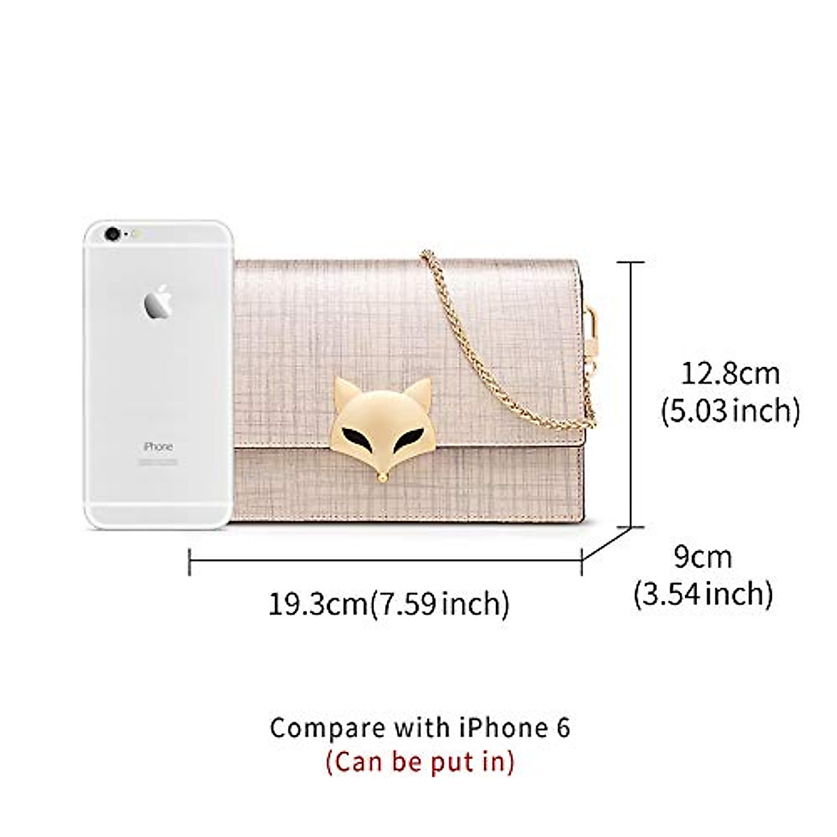Small Leather Crossbody Bags for Women, Genuine Leather Mini Ladies Shoulder Purses with Metal Chain Strap Women's Fashion Messenger Satchels Girls Elegant Clutch Womens Casual Cross Body Bags (Gold)