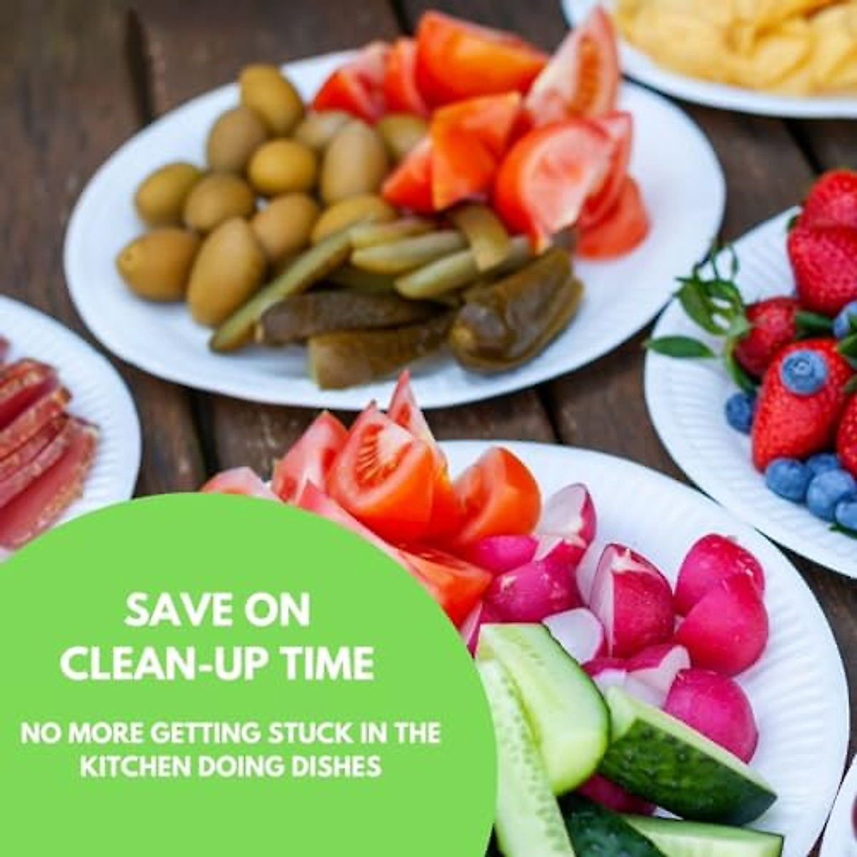 Disposable Eco-Friendly Party 9" Paper Plates Assorted Colors 20ct (White)