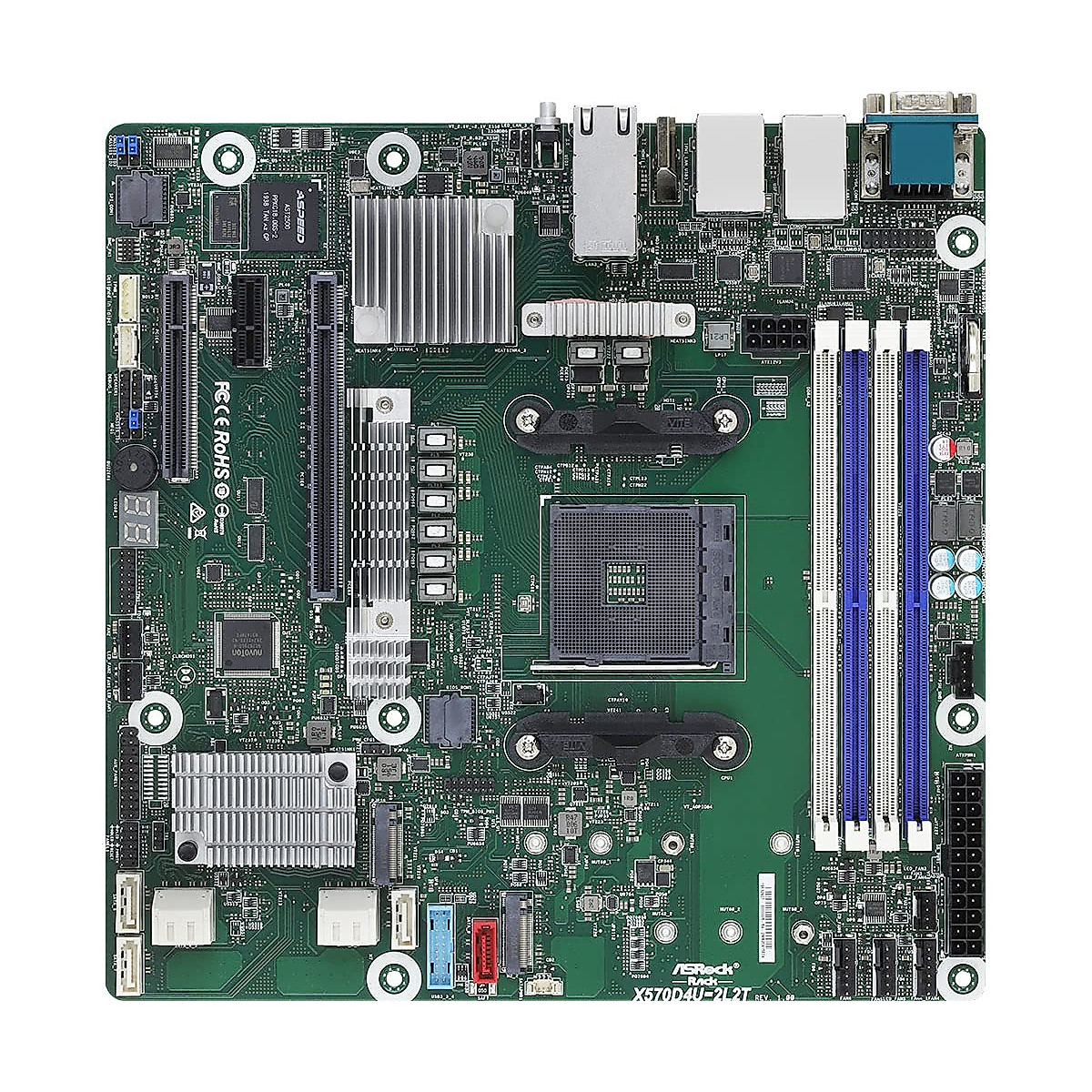 ASRock Rack X570D4U-2L2T Socket AM4/ AMD X570/ DDR4/ SATA3&USB 3.2/ Micro-ATX Server Motherboard