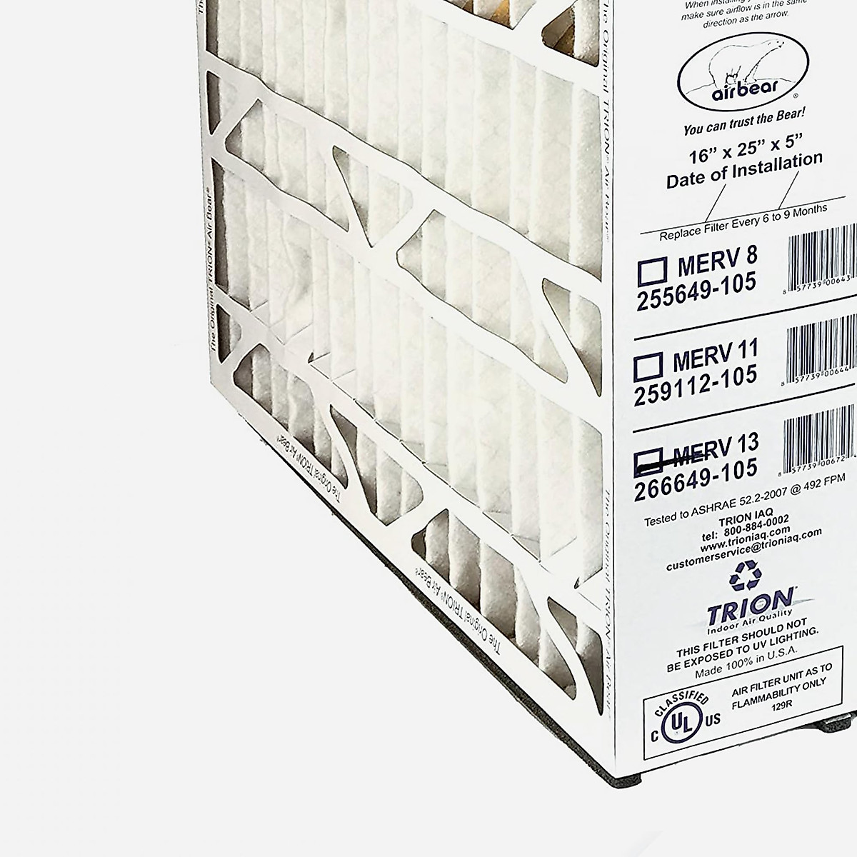 Trion Air Bear 5 Inch MERV 13 High Performance Air Purifier Filter Replacement for Air Cleaner Purification Systems, White (3 Pack)