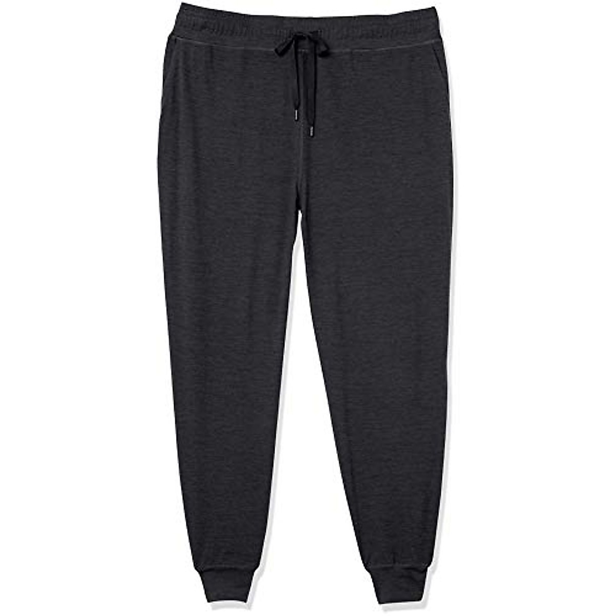 Amazon Essentials Athletic Pants for Women, Brushed Tech Stretch Lounge Joggers, Plus Size Available, Black Space Dye, Medium