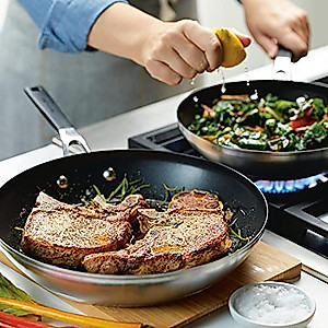 KitchenAid Nonstick Frying Pans/Skillet Set, 2 Piece, Brushed Stainless Steel