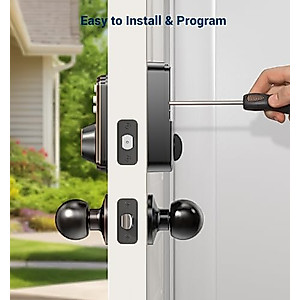 Veise Keyless Entry Door Lock with 2 Door Knobs - Keypad Door Lock with Handle, Front Door Lock Set, Electronic Keypad Deadbolt Smart Lock, Auto Lock, Easy Installation, Oil-Rubbed Bronze