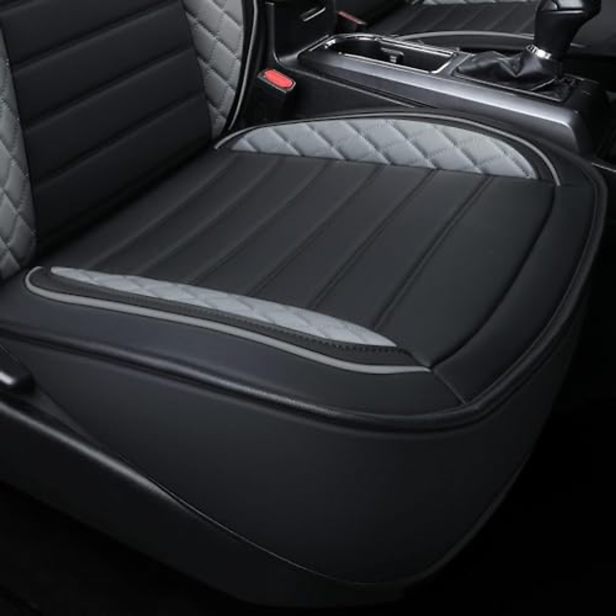 LUCKYMAN Club S08-QE Tacoma Seat Covers, Fit for 2005-2023 Tacoma Crew Cab SR SR5 TRD Sport TRD Off-Road PreRunner with Water Proof Faux Leather(Front Pair, Black&Gray 2 pcs)