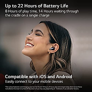 LG TONE Free True Wireless Bluetooth Earbuds FP5 - Active Noise Cancelling , Black