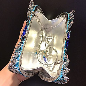 DEBIMY Womens Sparkly Crystal Evening Clutch Luxurious Rhinestone Wedding Evening Purse Bridal Prom Handbag Party Bag Sky Blue Colorful