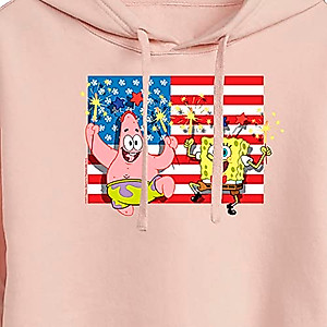 HYBRID APPAREL - SpongeBob SquarePants - Patrick Sparkers Flag - Juniors Cropped Hoodie - Size Large Blush
