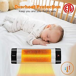 COSTWAY Outdoor Patio Heater, 1500W Electric Infrared Heater with Remote Control, 24H Timer, 3 Adjustable Modes, Quiet 3s Instant Heat, Wall-mounted Space Patio Heaters for Outdoor Use, Home, Backyard