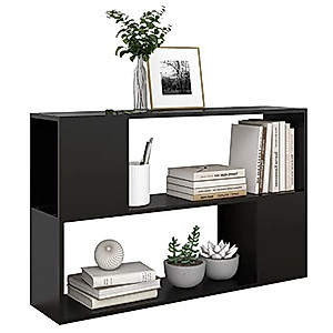 VRAXO Book Cabinet Black 39.4"x9.4"x24.8" Engineered Wood,Bookcases & Standing Shelves-29.26lbs