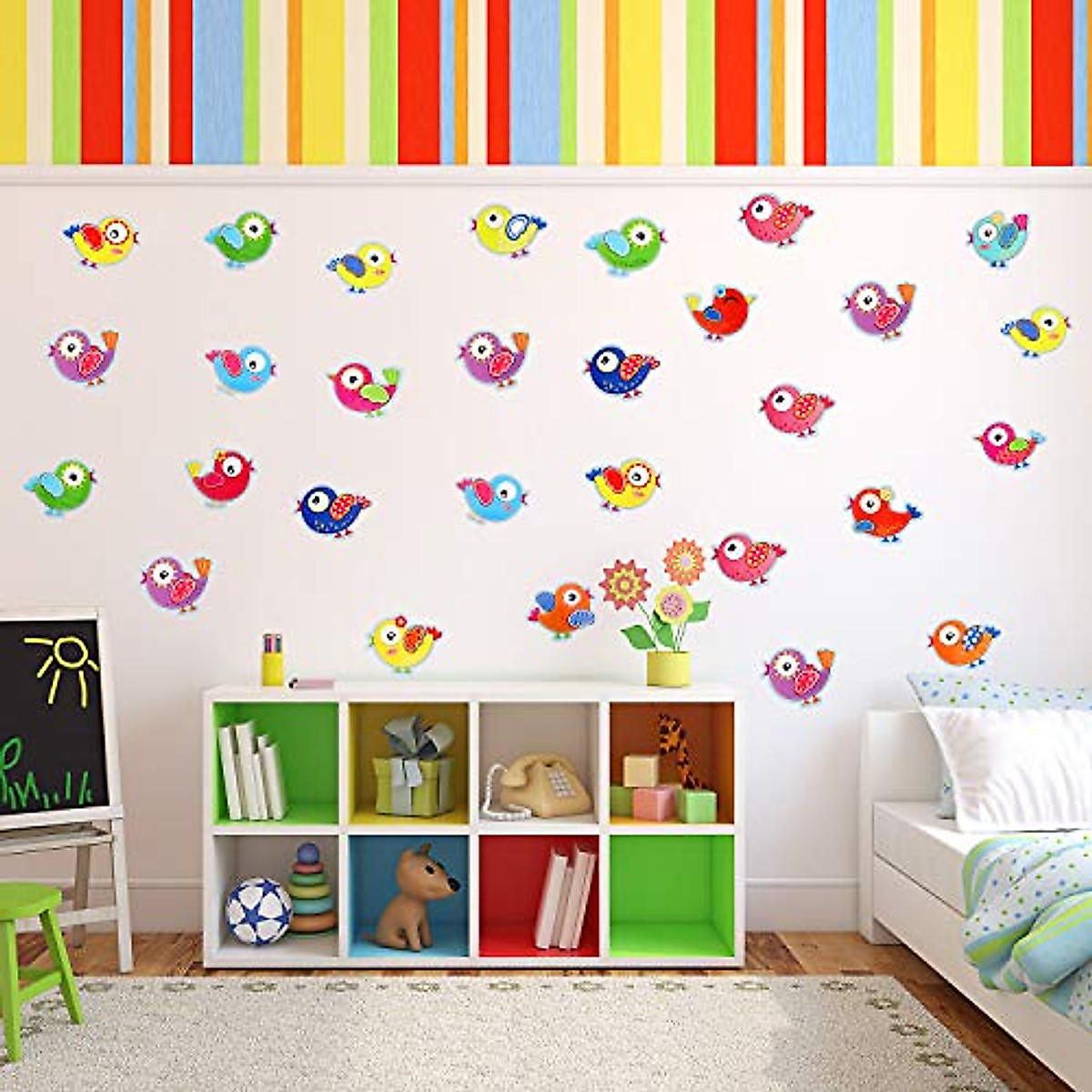72 Multicolor Boho Birds Cut-Outs for Classroom & Parties