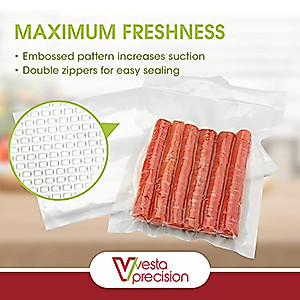 Vesta Precision Vacuum Seal Pouches - Clear and Embossed Vacuum Sealer Bags with Zipper and Valve - Great for Food Storage and Sous Vide - 8 x 12 inches - 15 Vacuum Seal Bags Per Box