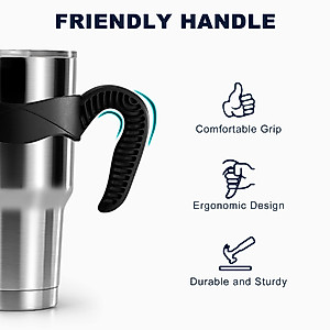 koodee Insulated Coffee Tumbler 30 oz Stainless Steel Double Wall Travel Coffee Mug with Lid and Straw, Handle (30 oz, Pink)