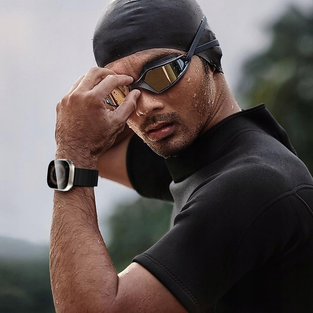 WINGLE 2 Pack for Apple Watch Ultra 2 49mm Privacy Screen Protector Case, [Anti-Peeping] 2 in 1 Waterproof 360 Protective Glass Face Cover Hard PC Bumper for iWatch Ultra 49 mm, Titanium