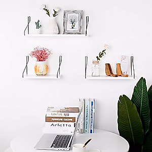 Floating Shelves Decorative Shelves Wooden Wall Mounted Shelf for Bedroom Living Room Kitchen and Office (White,11.8 in)