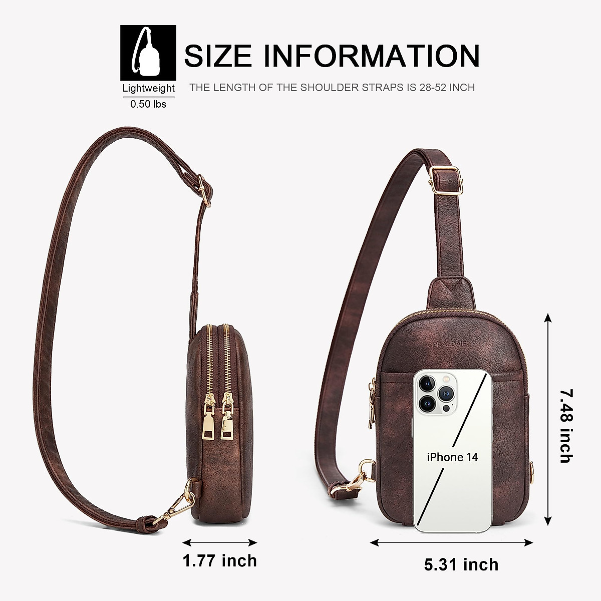 CORALDAISY Crossbody Bags for Women Sling Bag Fanny Packs for Women Crossbody purses Belt Bag for women cross body bag purse Gifts, Coffee