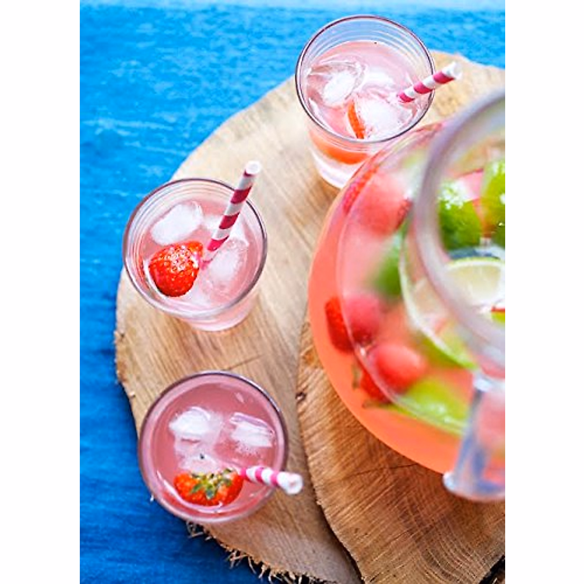 Outside the Box Papers Gold and Pink Stripe and Chevron Paper Straws 7.75 Inches 100 Pack Gold, Pink, White