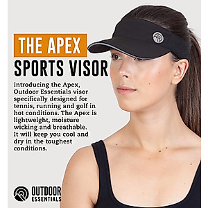 OutdoorEssentials Sun Visor Hat for Women & Men - Womens Visor, Tennis Visor, Golf Visor - Running Visor Black - Black