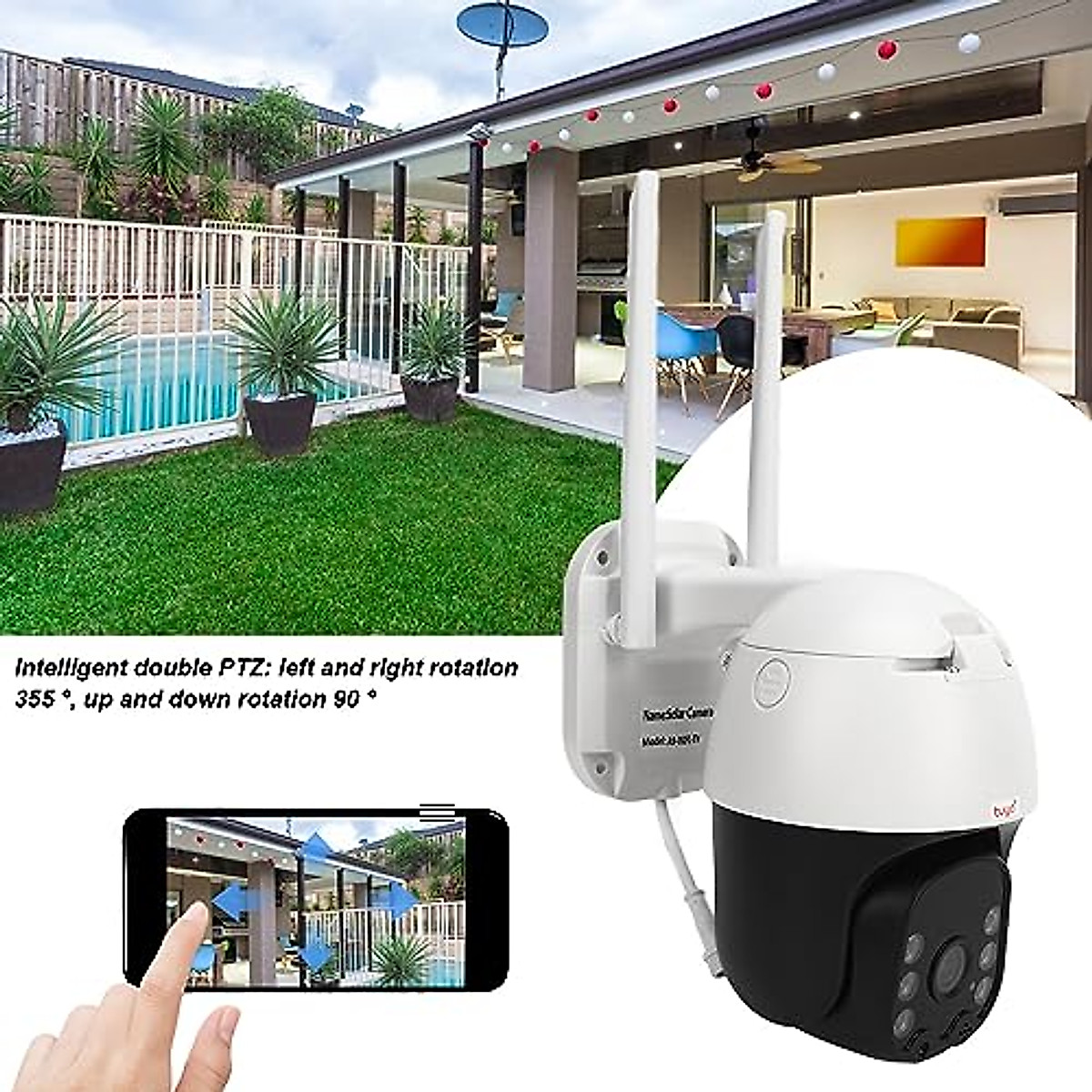 Solar Security Camera, 1080P Solar & Battery Powered Outdoor Camera with PIR Human Detection, APP Video Playback, IP66 Waterproof, for Home Security