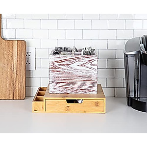 Mind Reader One Tabletop Caddy, Rustic Style, Wood, Brown Utensil Organizer, Size
