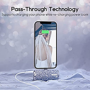 iWALK Small Portable Charger Power Bank 4500mAh Ultra-Compact Cute Shiny Battery Pack Compatible with iPhone 14/14 Plus/14 Pro Max/13/13 Mini/13 Pro Max/12/12 Mini/12 Pro/11/XR/XS/X/8/7/6, Silver