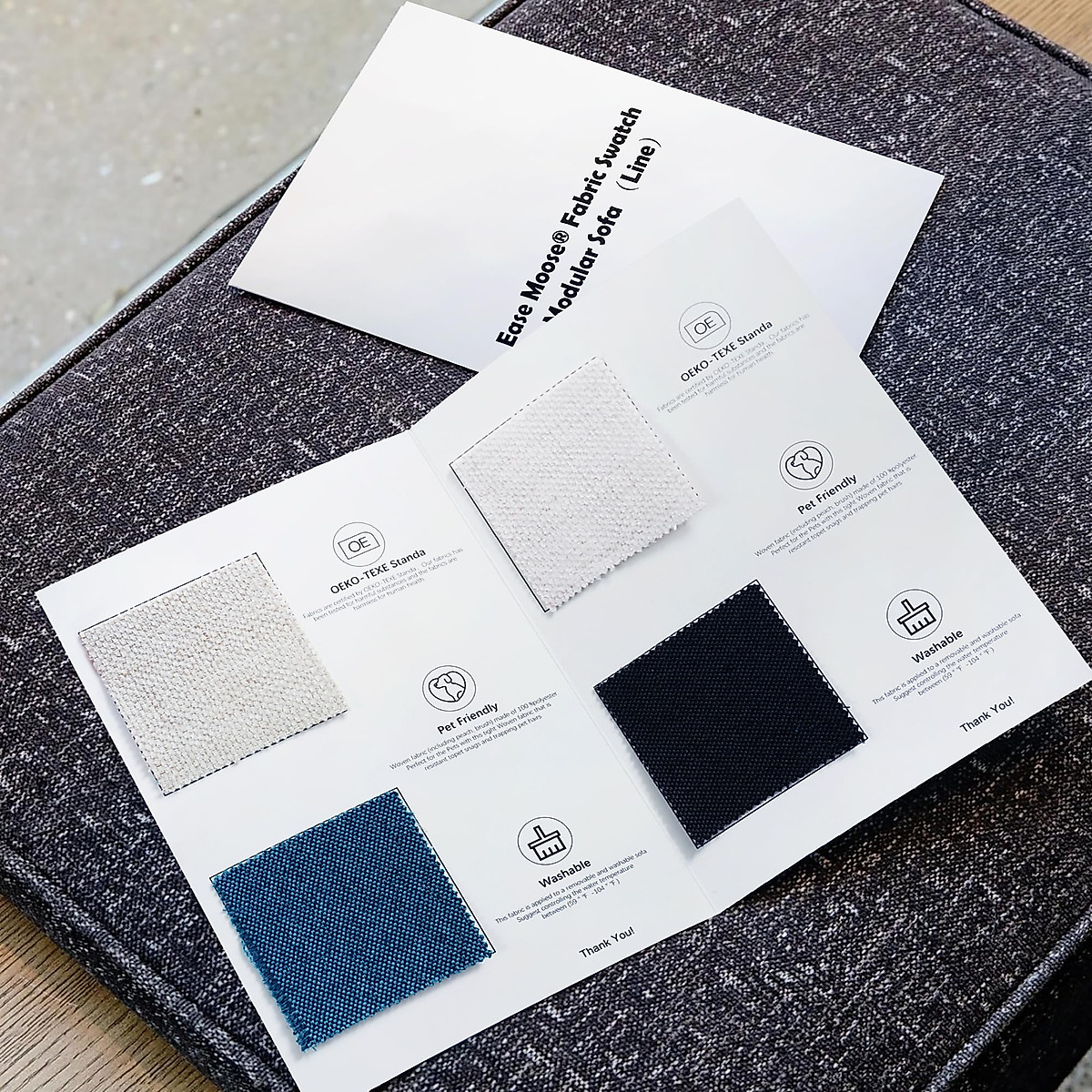 EASE MOOSE Linen Fabric Swatch Kit Modular Sofa Sectional Couch with Storage, Beige, Off-White, Grey, Blue, 4 Colors Linen Fabric Swatch