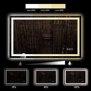 S·BAGNO LED Bathroom Mirror with Lights 28"X20", Wall -Mounted Lighted Bathroom Vanity Mirror, Anti-Fog, Dimmable, Backlit+Front Lit, Tempered Glass, Memory Function(Horizontal/Vertical)