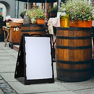 BannerBuzz Premium A-Frame Sidewalk Sign with Dry Erase Surface, Plastic Frame and White Board for Outdoor and Indoor Advertising (2' W x 3' H, White)