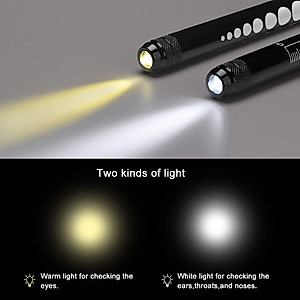 Pen Light, Phileex Medical Pen Light Nurse Pen Lights with Pupil Gauge for Nurses Nursing Students Doctors 2pcs Black with Batteries
