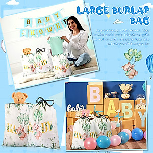 2 Pieces Large Gift Bag with Drawstring Large Canvas Gift Bags Heart Print Drawstring Present Wedding Bags Wrapping Reusable Bag Present Wrap Bags for Christmas, 20 x 16 in (Green,Baby)