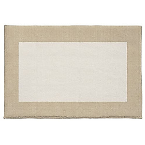Chucoco Farmhouse Vintage Pastoral Style Burlap Texture Doormat Shaggy Plush Rug, Comfy Furry Floor Area Rugs Retro Linen Cozy Throw Shag Carpets Indoor Entrance Decor Door Mats