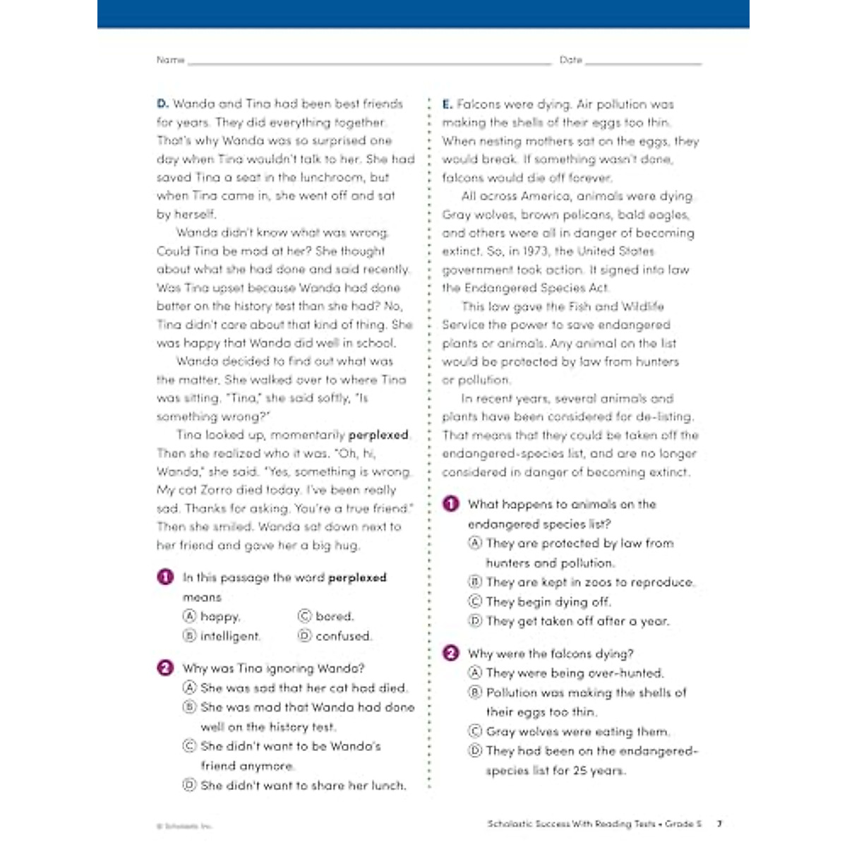 Scholastic Success with Reading Tests Grade 5 Workbook
