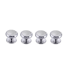 Jonwo 4pcs Men's Tuxedo Studs Mother of Pearl Stainless Steel Men Shirt Studs Button Set Wedding Party Business (Silver 4pcs Studs)