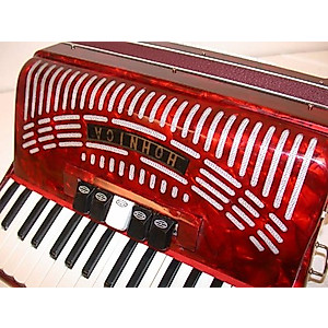 HOHNER 1305-RED Hohnica 72 Bass 34-Key Entry Level Piano Accordion Range G to E