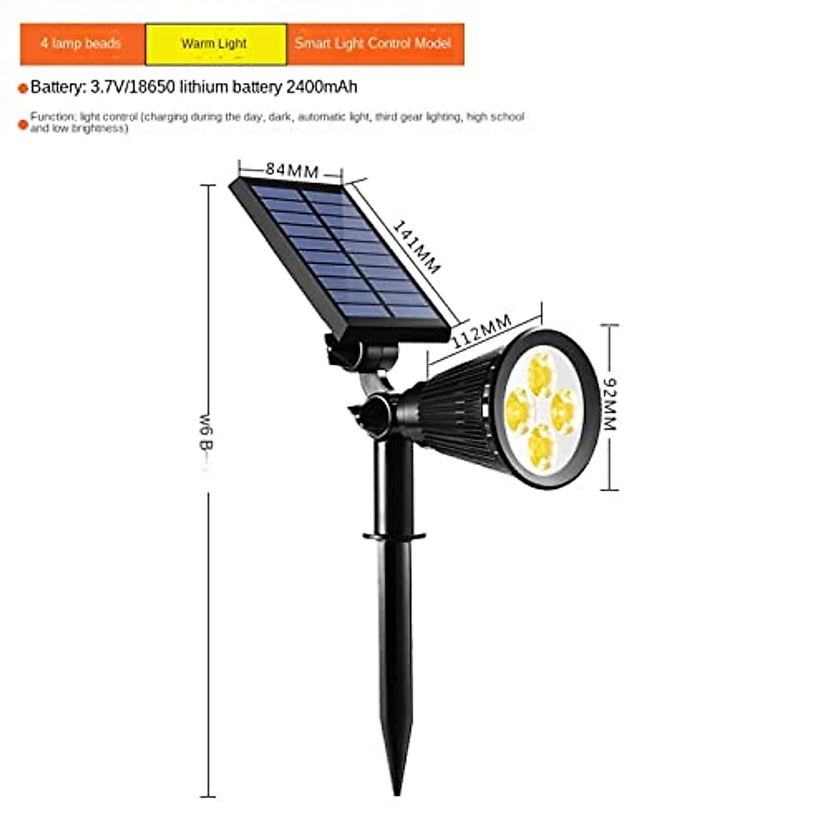 CYGURT Solar spotlights Outdoor Super Bright Waterproof Floor Outlet Lawn lamp Home Outdoor Landscape Garden lamp Garden Tree lamp